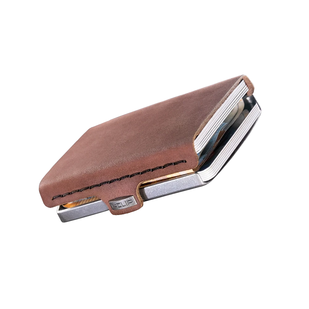 I-CLIP MAX Slim-Wallet Original Silber Glattleder Oak